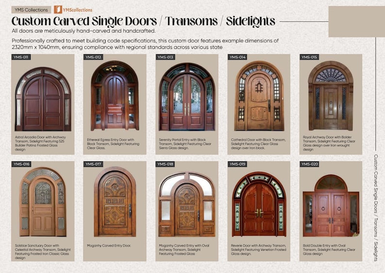 Custom Hand Made Double Entrance Door With Transom and Sidelights - Etsy