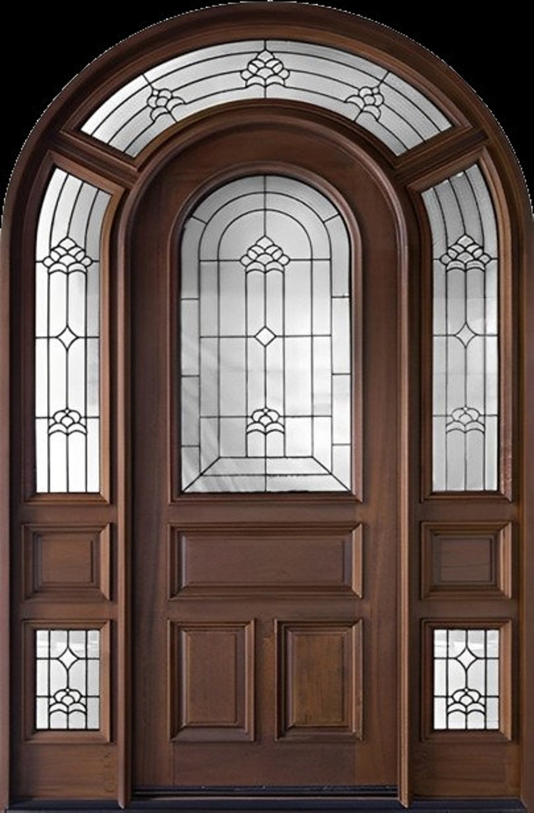 Custom Hand Made Single Entrance Door With Transoms and Sidelights ...