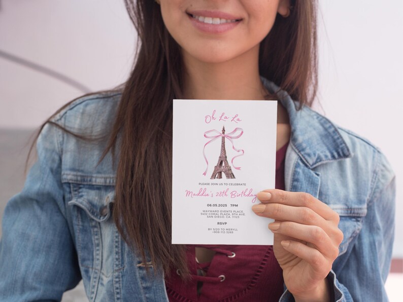 Editable Paris Themed Invitation Canva Template Birthday Invite ...