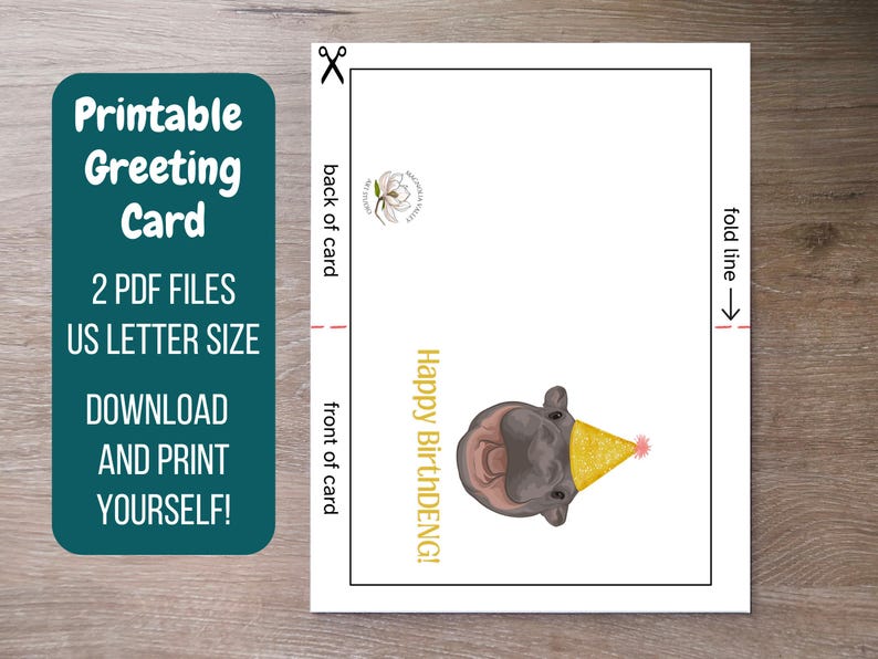 Moo Deng Birthday Card Funny Birthday Cards, Baby Hippo, Instant ...