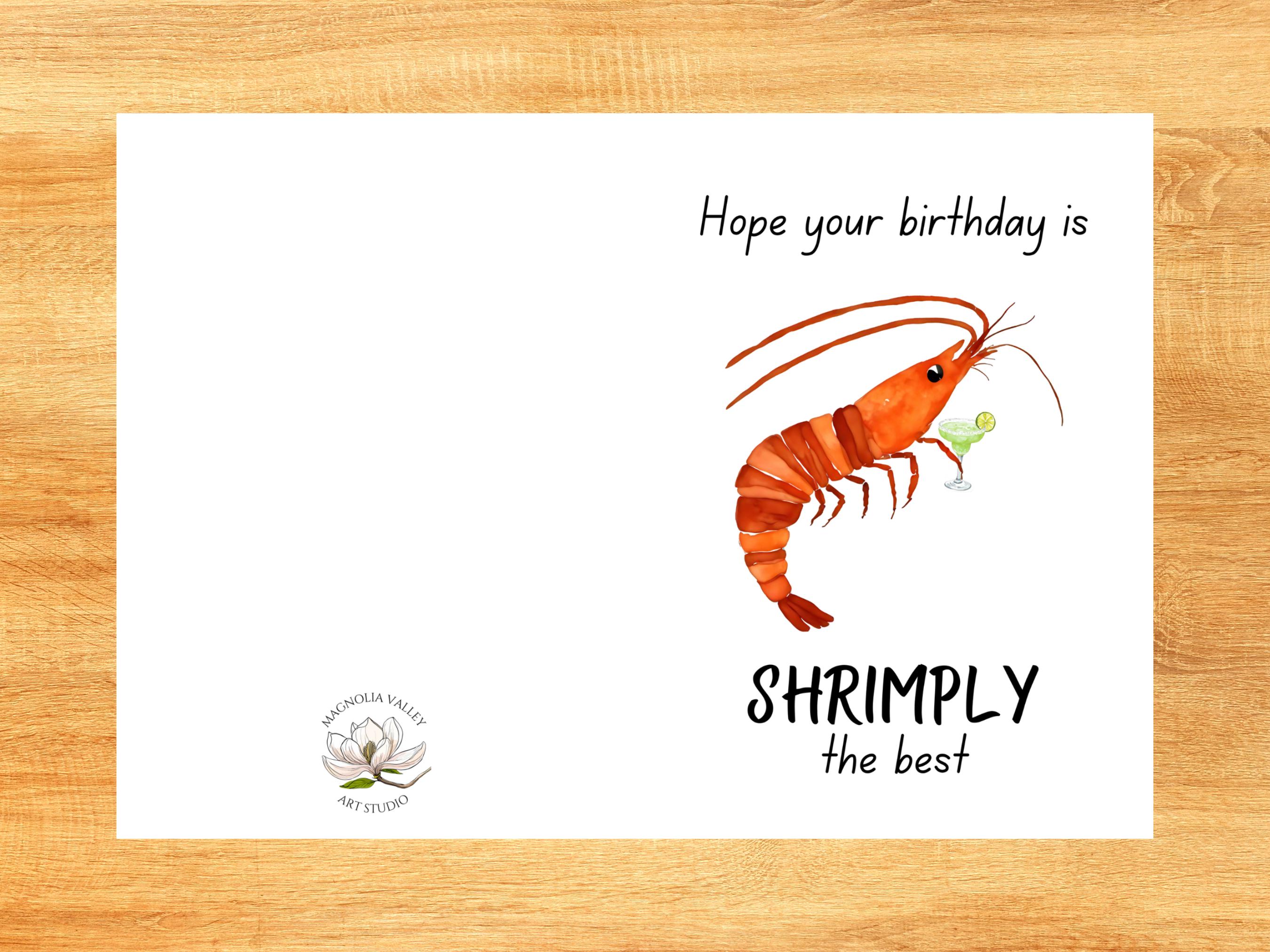 Printable Shrimp Birthday Card - Shrimply the Best, Watercolor Bday ...