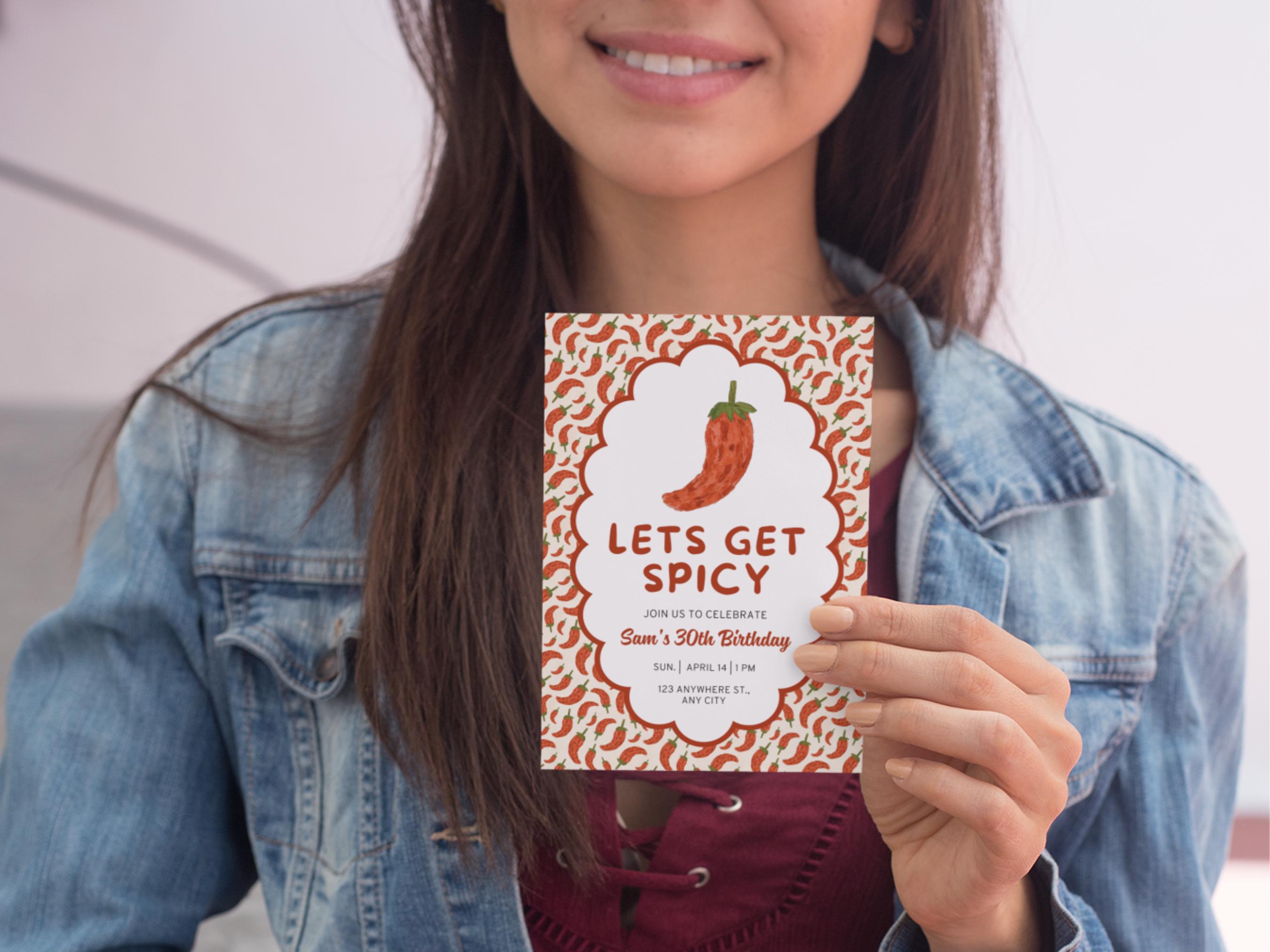 Chili Pepper Party Invitation - Canva Template Birthday Invite, Spicy ...