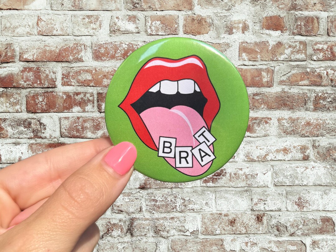 Brat Lips Button Pin Brat Summer, Lime Green, Charli Xcx, Kiss Lips, Red Lips, Trendy Pushpin ...