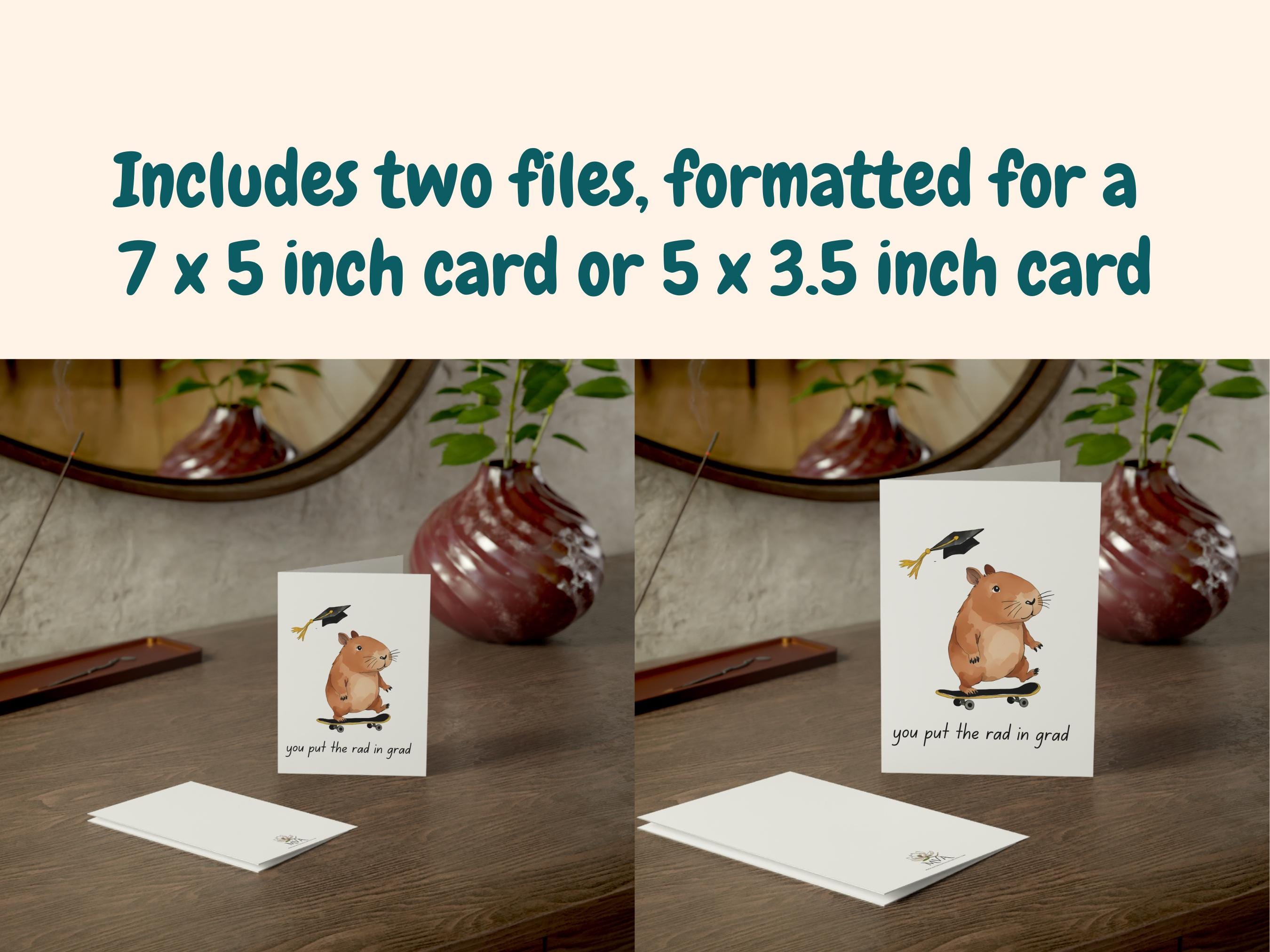 Printable Graduation Card - One Rad Grad, Capybara, Skateboarding ...