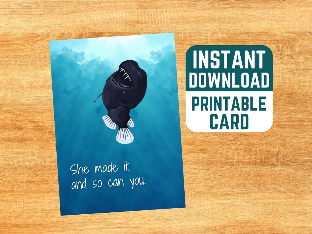 Printable Angler Fish Coming to Surface Card - Inspirational ...