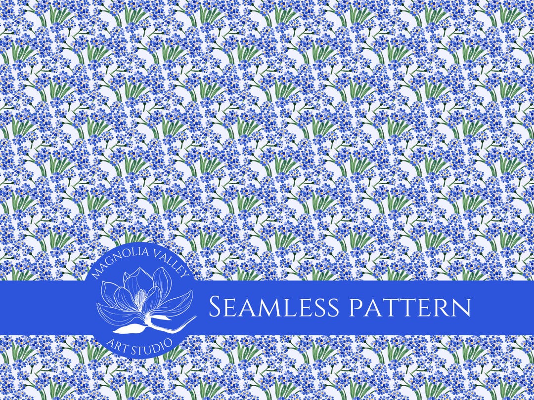 Bluebonnet Flower Seamless Pattern - Scrapbook Paper, Printable Pattern ...