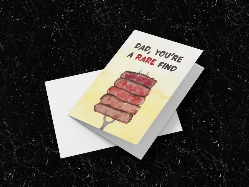 Steak Fathers Day Card - Steak Watercolor, BBQ Fathers Day Card, Funny ...