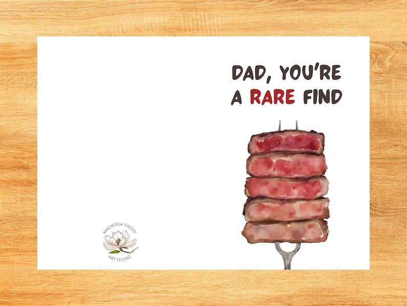 Printable Steak Fathers Day Card - Fathers Day Card, Instant Download ...