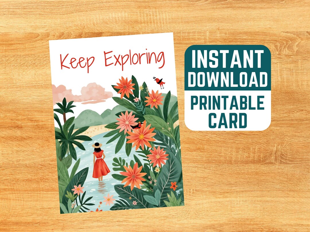 Printable Keep Exploring Card - Hawaii Watercolor, Friendship Card ...