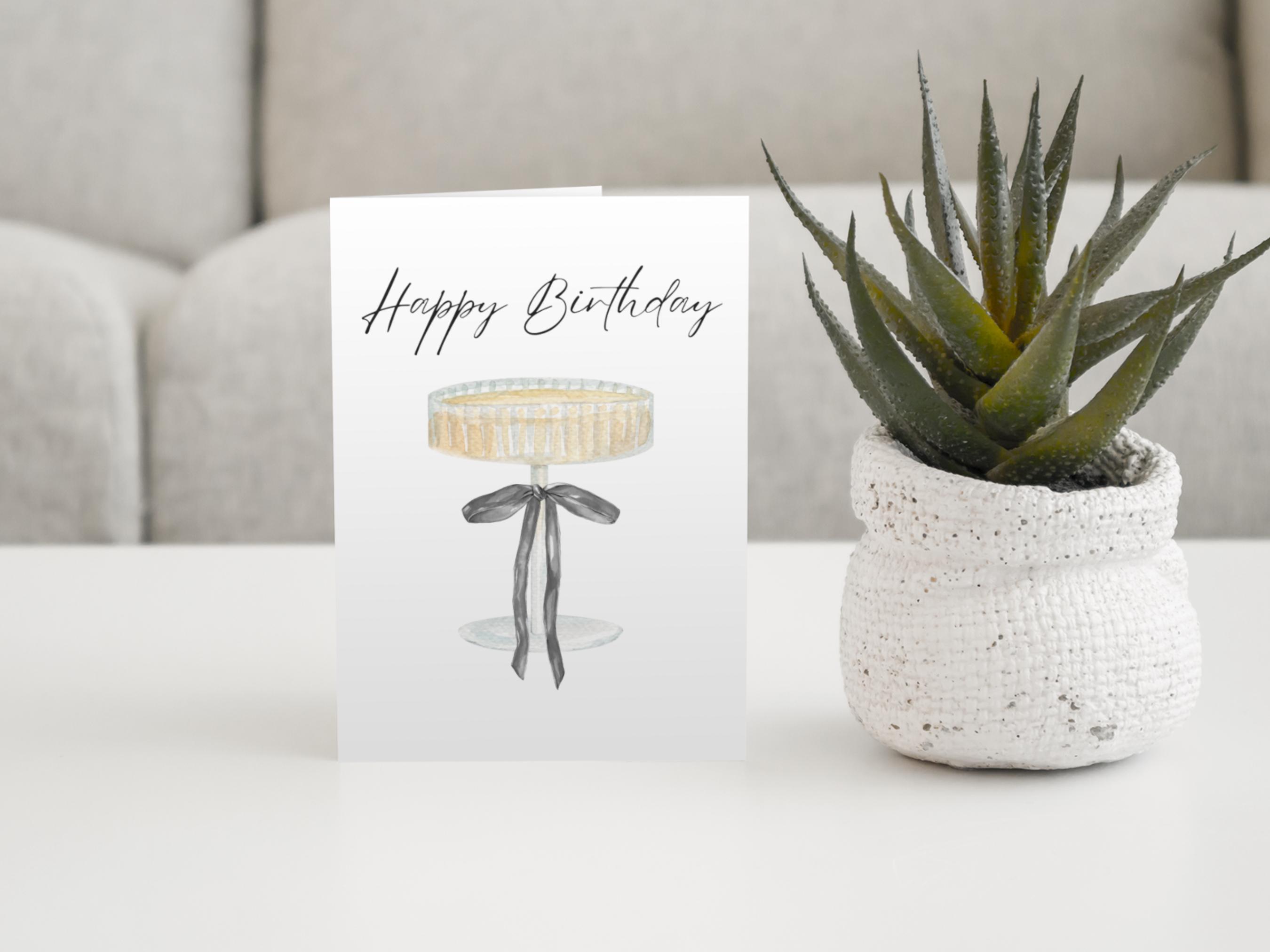 Happy Birthday Champagne Greeting Card - Coquette Birthday Card ...