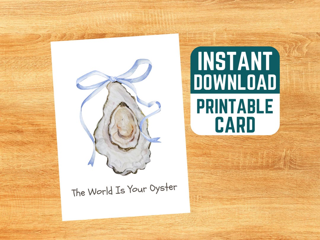 Printable Oyster Greeting Card - Coquette Bday Card, Instant Download ...