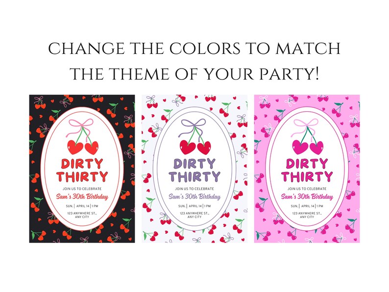 Editable Dirty Thirty Themed Invitation - Canva Template, Birthday ...