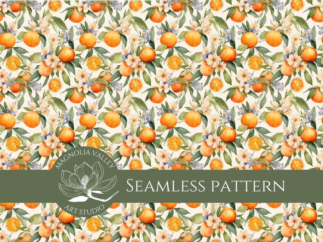 Orange Blossom Seamless Pattern - Scrapbook Paper, Printable Pattern ...