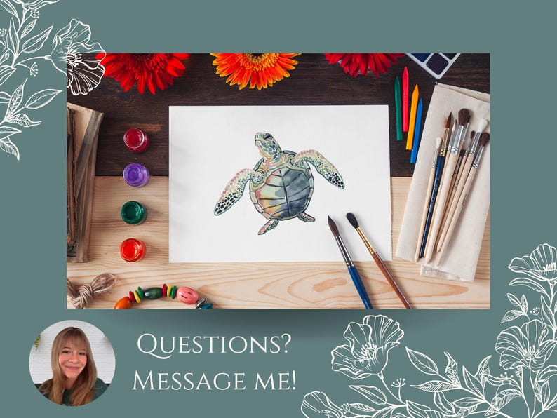 Printable Sea Turtle Birthday Card - Watercolor Bday Card, Instant ...