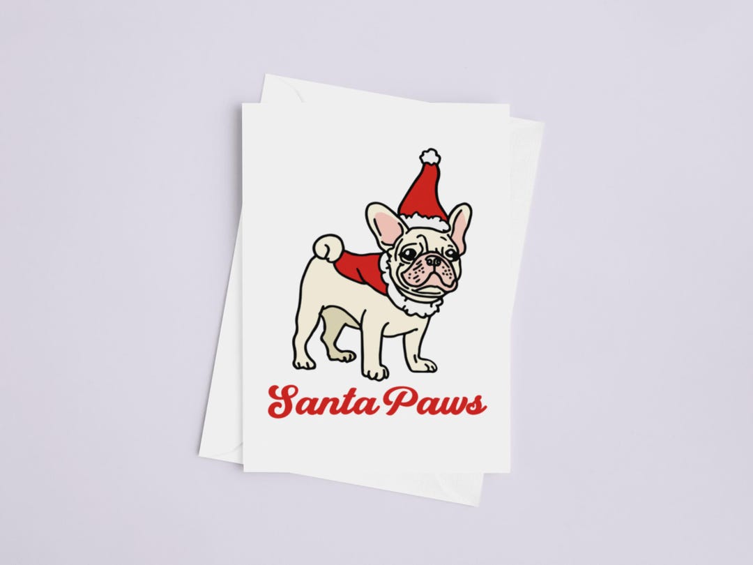 Frenchie Christmas Card Set - Dog Holiday Cards, French Bulldog, Santa ...