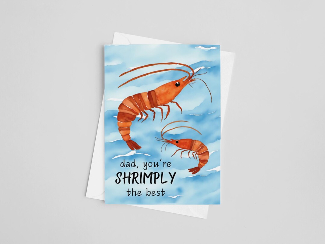 Shrimply the Best Fathers Day Card - Shrimp Watercolor, Shrimp Fathers ...