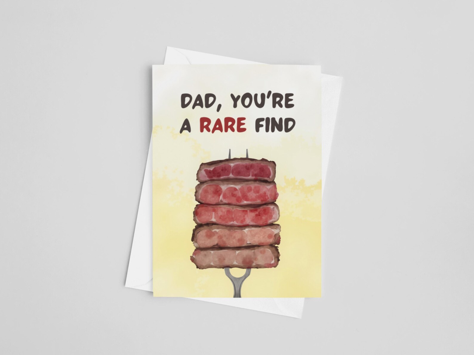 Steak Fathers Day Card - Steak Watercolor, BBQ Fathers Day Card, Funny ...