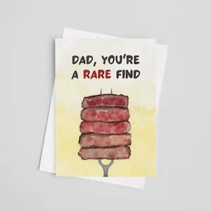 Steak Fathers Day Card - Steak Watercolor, BBQ Fathers Day Card, Funny ...