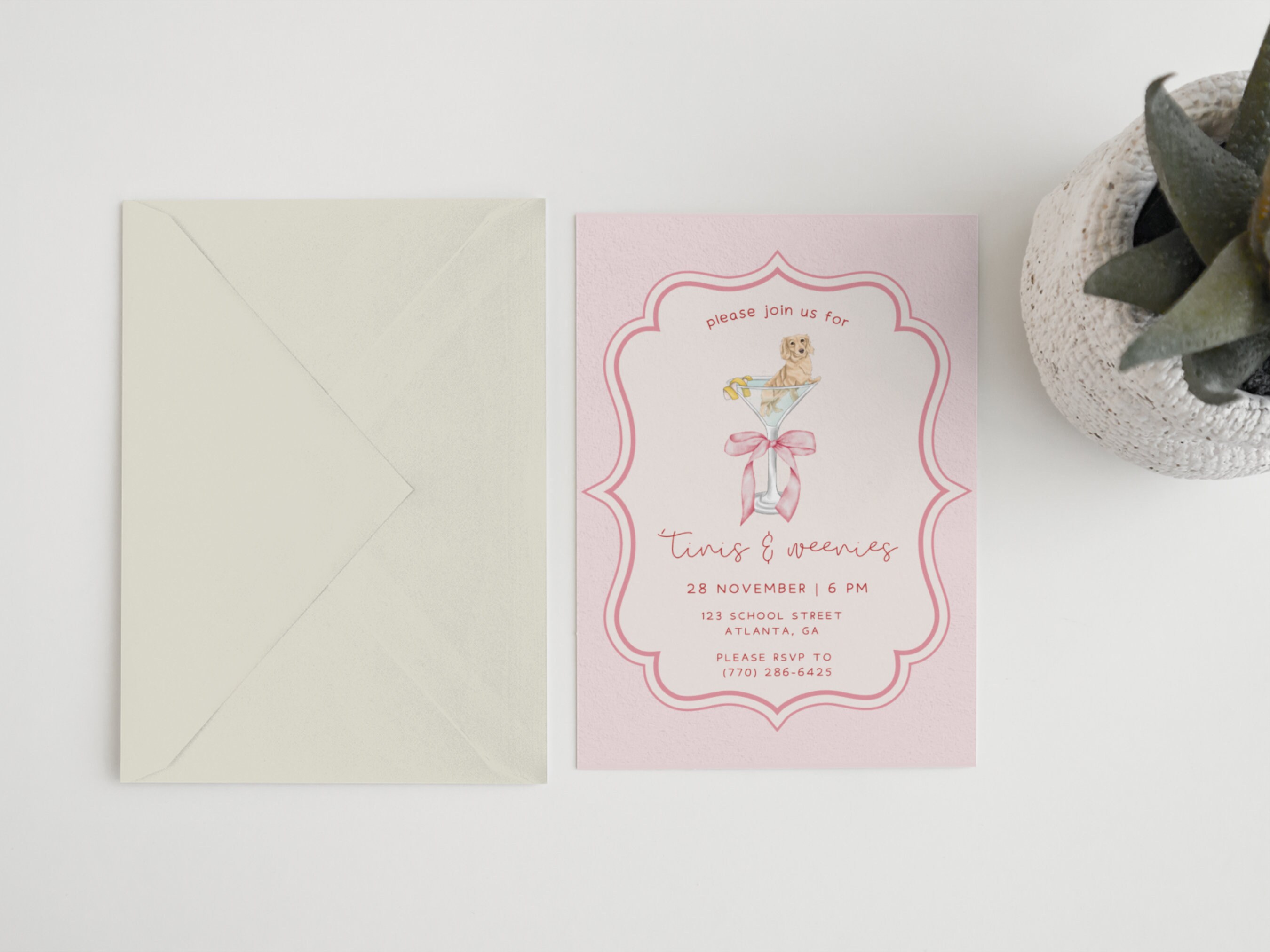 Editable 'tinis and Weenies Invitation - Canva Template Birthday Invite ...