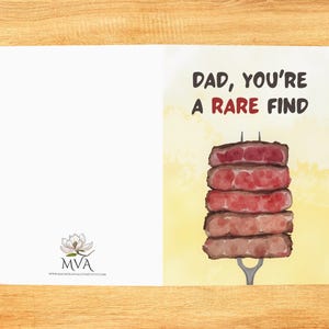 Steak Fathers Day Card - Steak Watercolor, BBQ Fathers Day Card, Funny ...