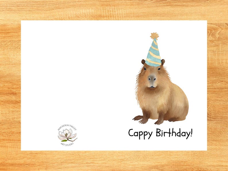 Printable Cappy Birthday Card - Watercolor Bday Card, Instant Download ...