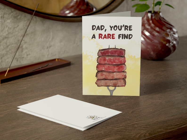 Steak Fathers Day Card - Steak Watercolor, BBQ Fathers Day Card, Funny ...