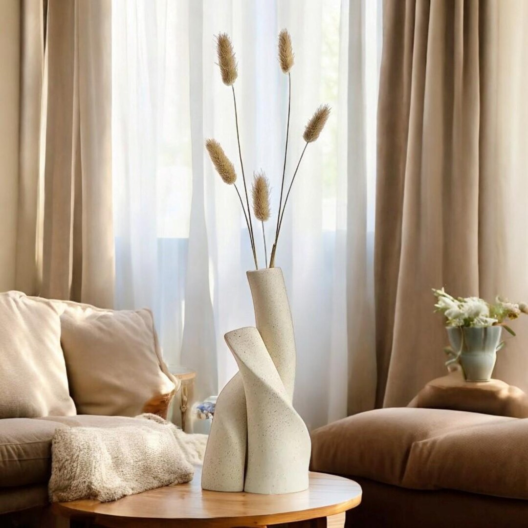 Modern Irregular Vase Handmade Ceramic Frosted Vase Dried Flower Arrangement Unique Home ...