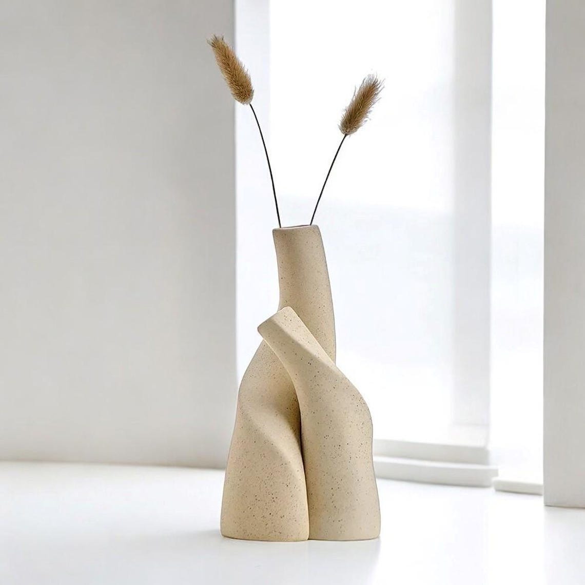 Modern Irregular Vase Handmade Ceramic Frosted Vase Dried Flower Arrangement Unique Home ...