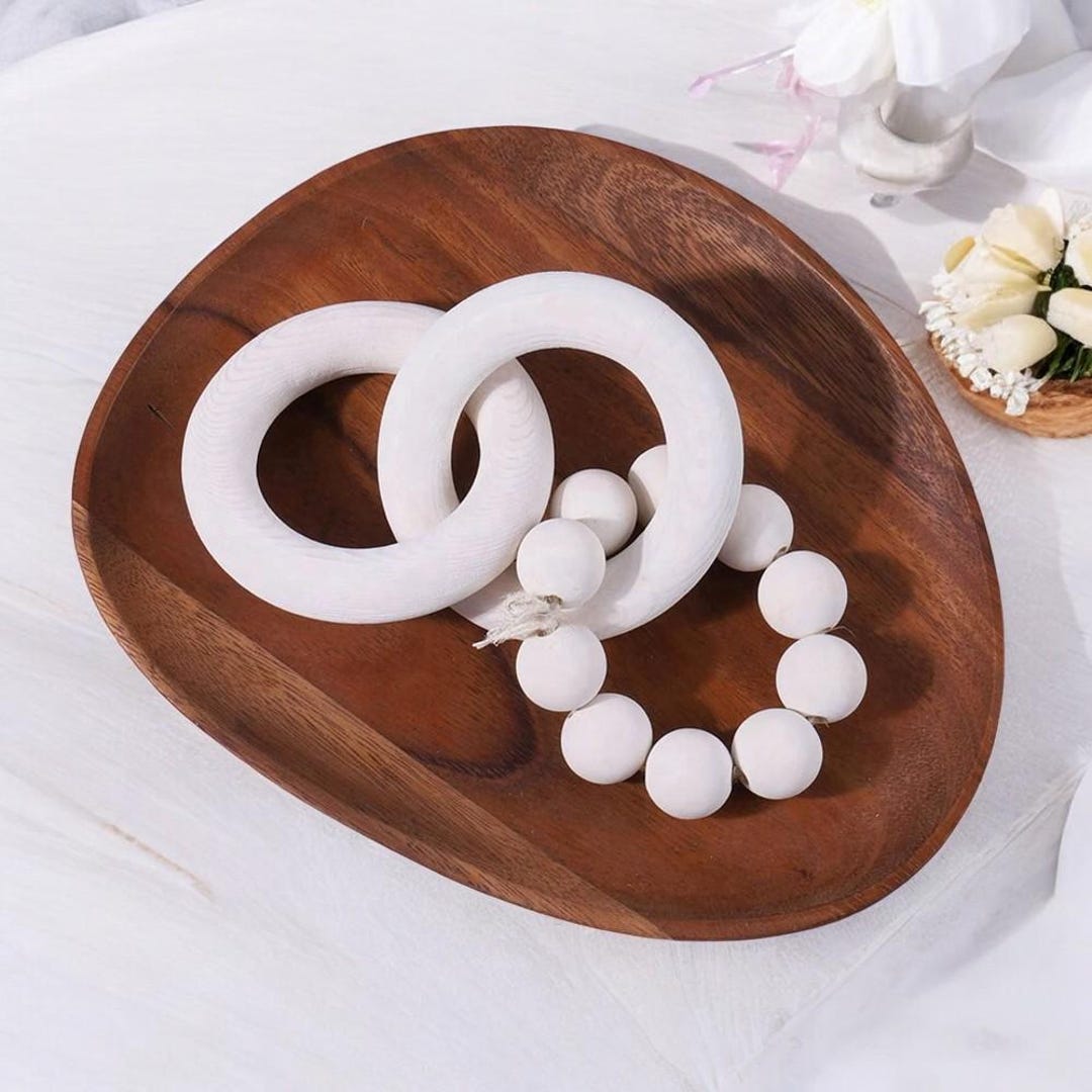 Wood Chain • Natural Wood Bead Chain • Rustic Wood • Coffee Table Decor ...