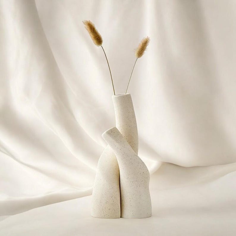 Modern Irregular Vase Handmade Ceramic Frosted Vase Dried Flower Arrangement Unique Home ...