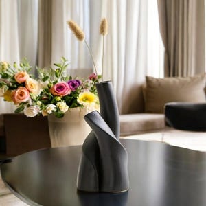 Modern Irregular Vase Handmade Ceramic Frosted Vase Dried Flower ...