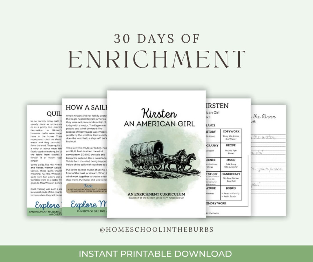Kirsten an American Girl Based Enrichment Curriculum for Homeschool ...