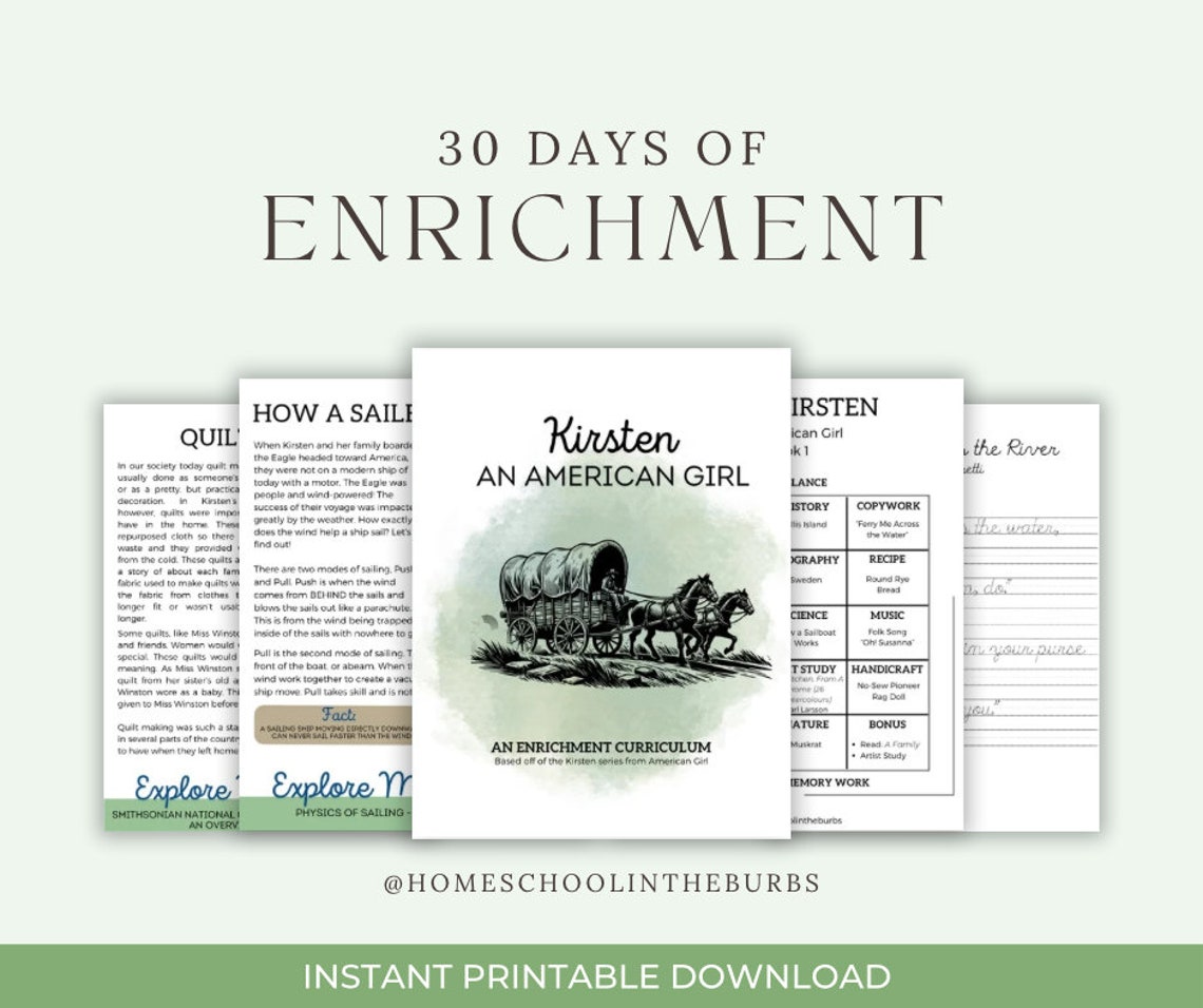 Kirsten an American Girl Based Enrichment Curriculum for Homeschool ...