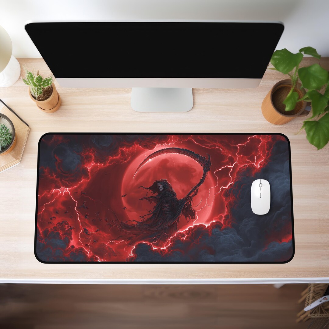 XXL Grim Reaper Gaming Mouse Pad – Dark Fantasy Skull & Scythe Design ...