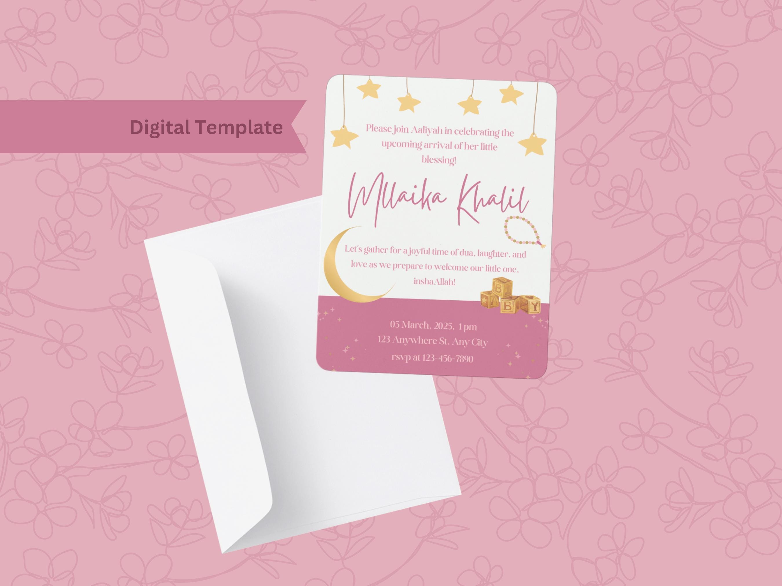 Islamic Baby Shower Invitation | Digital File | Customizable Template ...