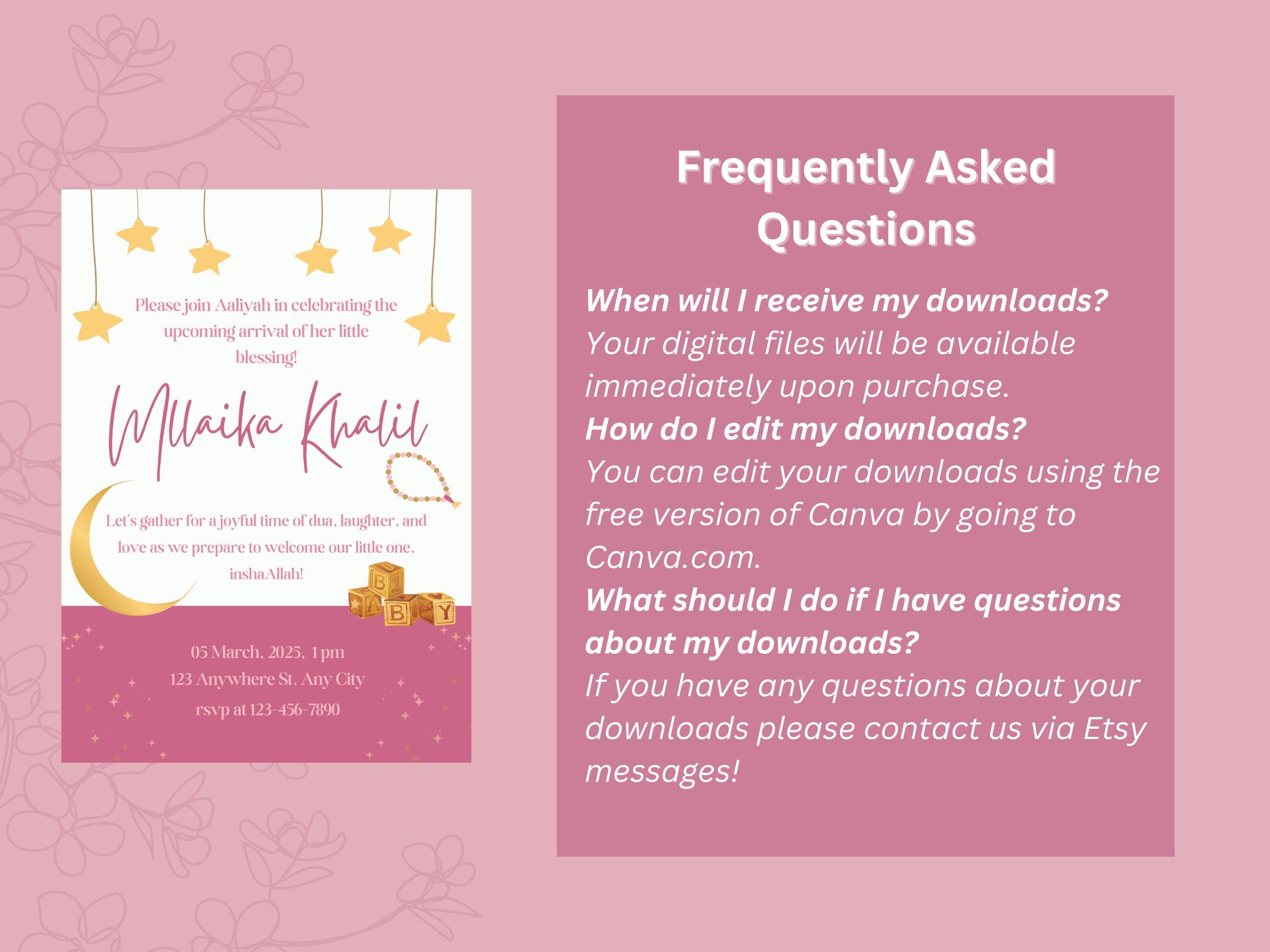 Islamic Baby Shower Invitation | Digital File | Customizable Template ...