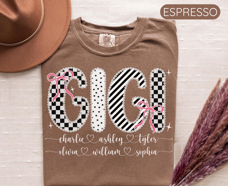 Personalized Gigi Comfort Color Grandma Shirt Custom Kids Names Tee ...