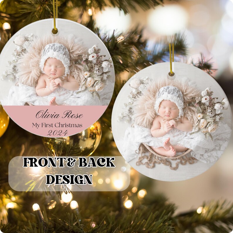 Custom Newborn Birth Stats Ornament With Picture New Born Personalized ...