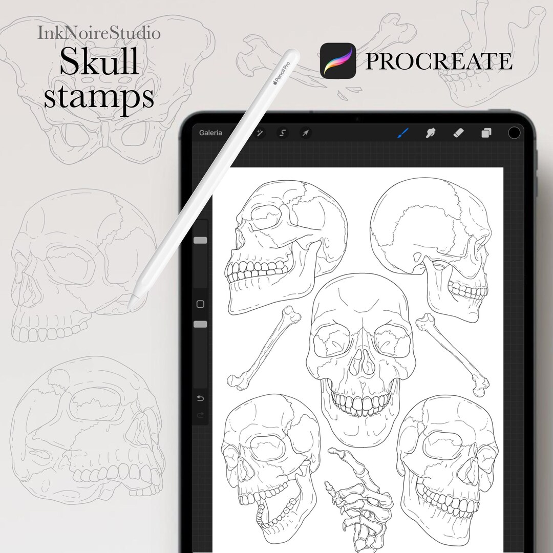 Skull Brushes for Procreate • Tattoo Brushes • Skull Brushes ...