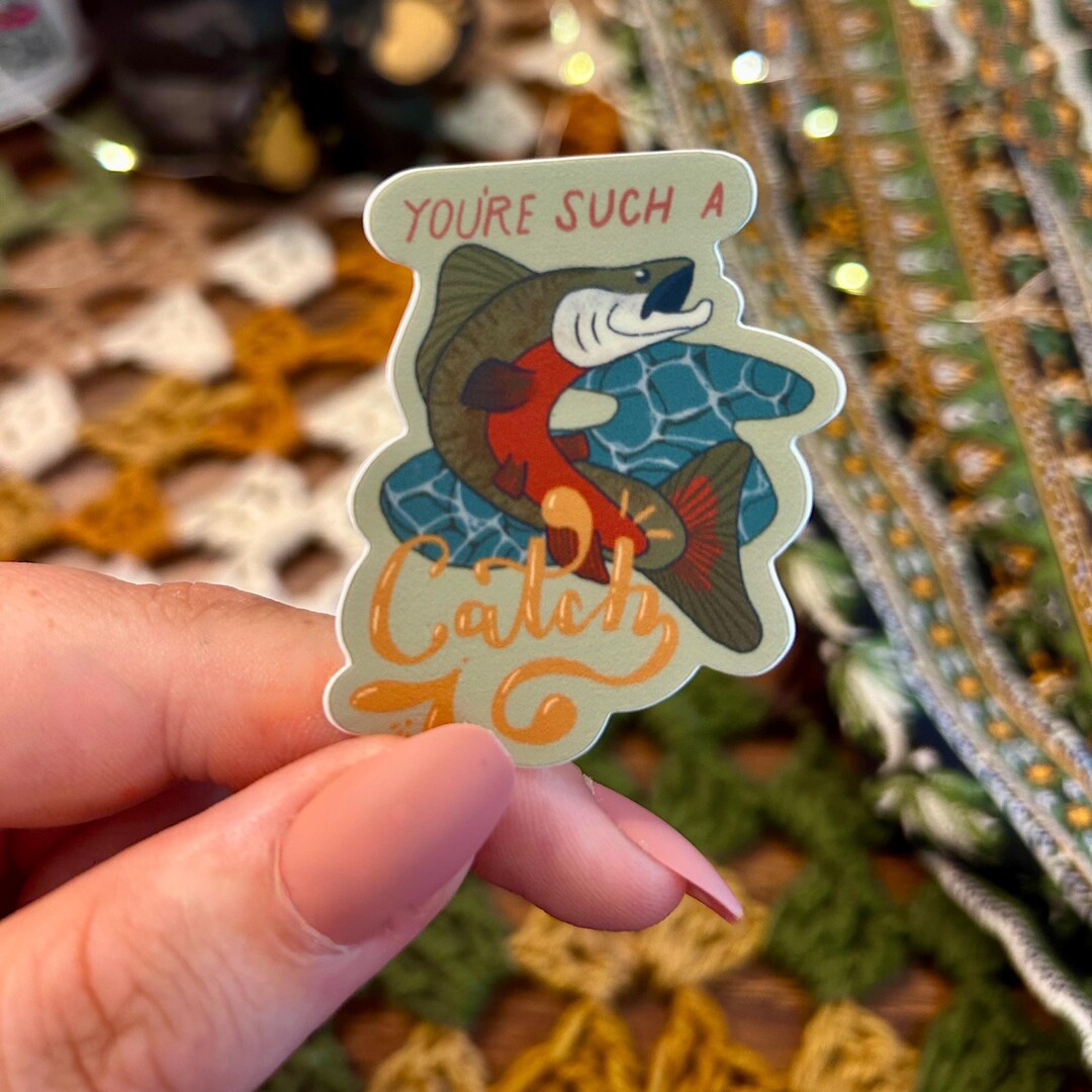 Such A Catch Salmon Vinyl Sticker - Nature, Fishing, Outdoors - Etsy