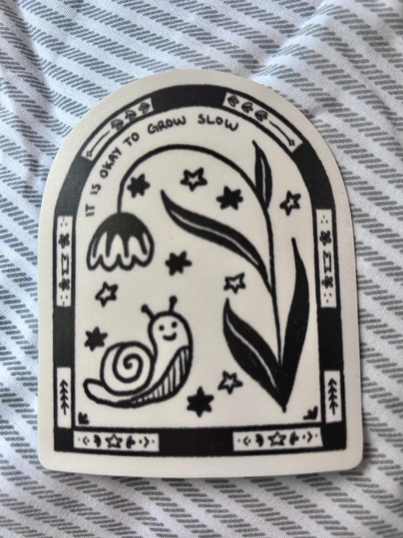 Grow Slow Snail Sticker | Granola Girl, Outdoors, Nature, Cozy - Etsy