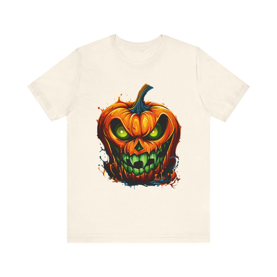 Menacing Halloween Pumpkin T-shirt Grotesque Pumpkin With Sharp Teeth ...