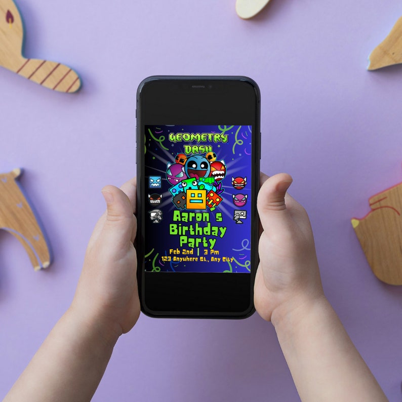 Editable Geometry Dash Birthday Invitation Kids Geometry Dash ...