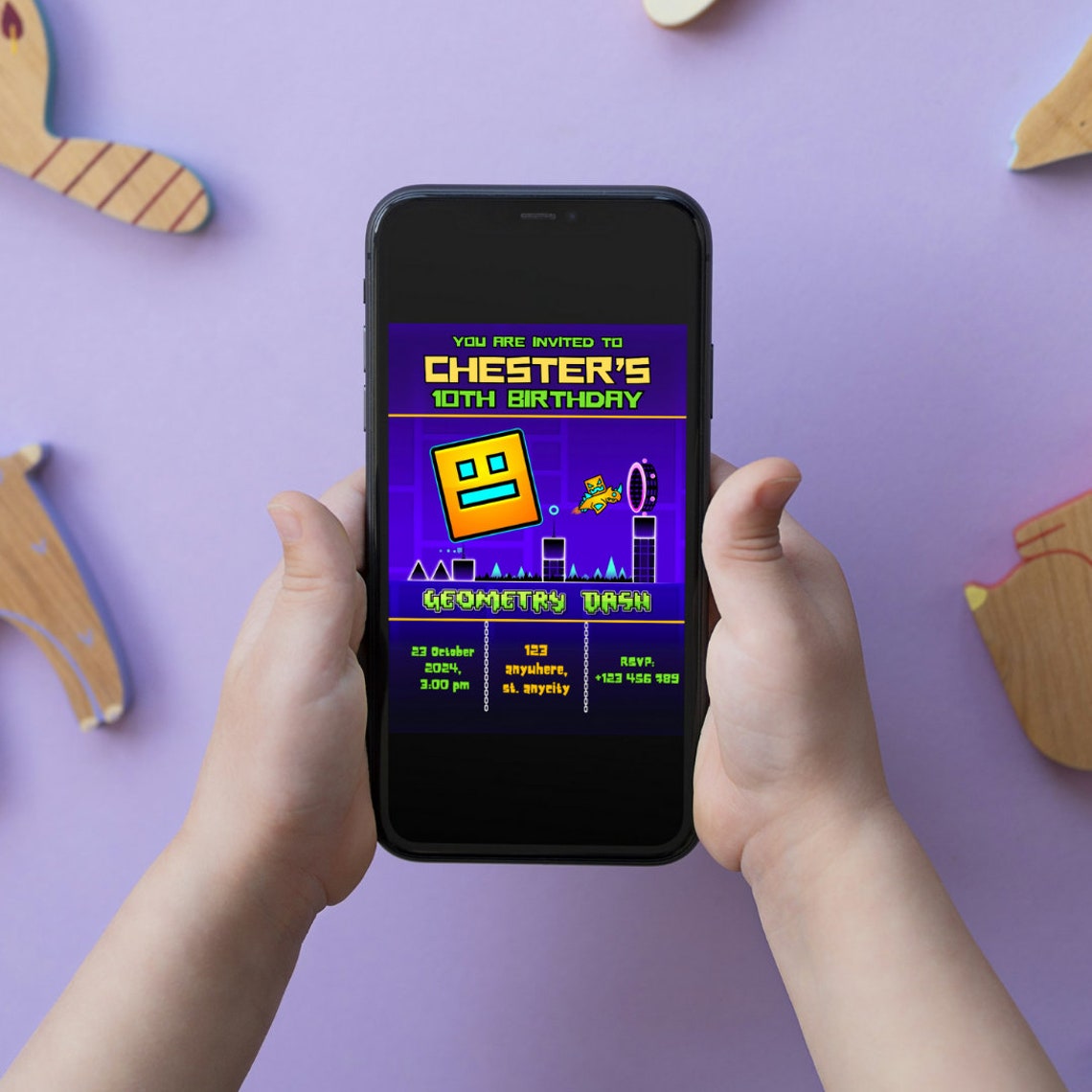 Editable Geometry Dash Birthday Invitation Kids Geometry Dash ...