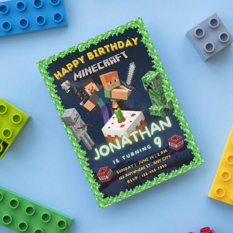 Editable Minecraft Birthday Invitation Kids Minecraft Characters Bday ...