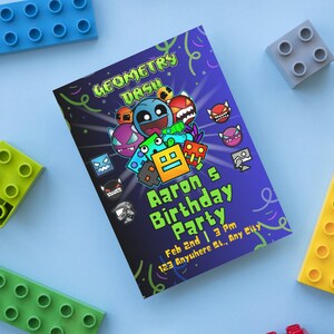 Editable Geometry Dash Birthday Invitation Kids Geometry Dash ...