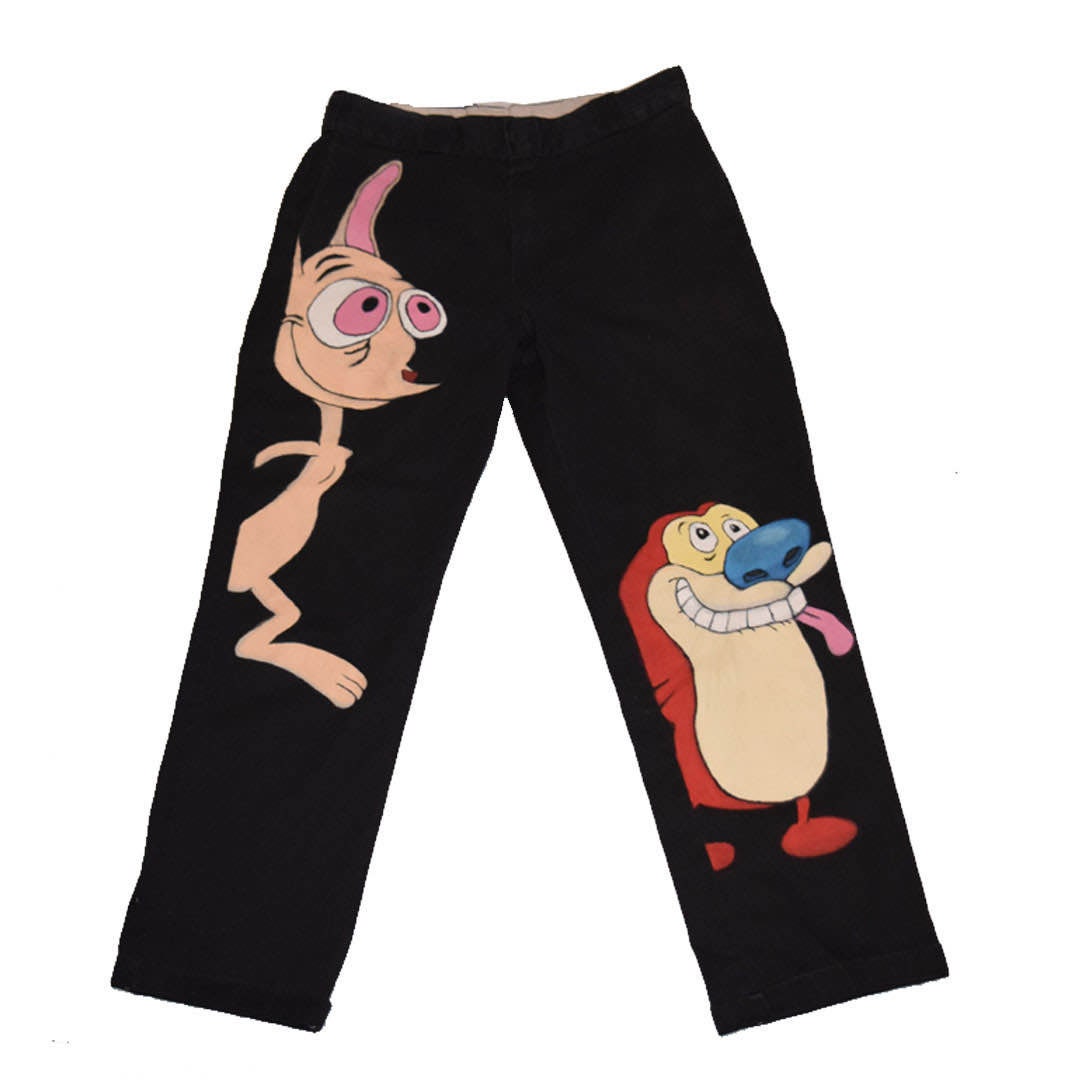 Custom 1of1 Ren and Stimpy Hand Painted Pants - Etsy