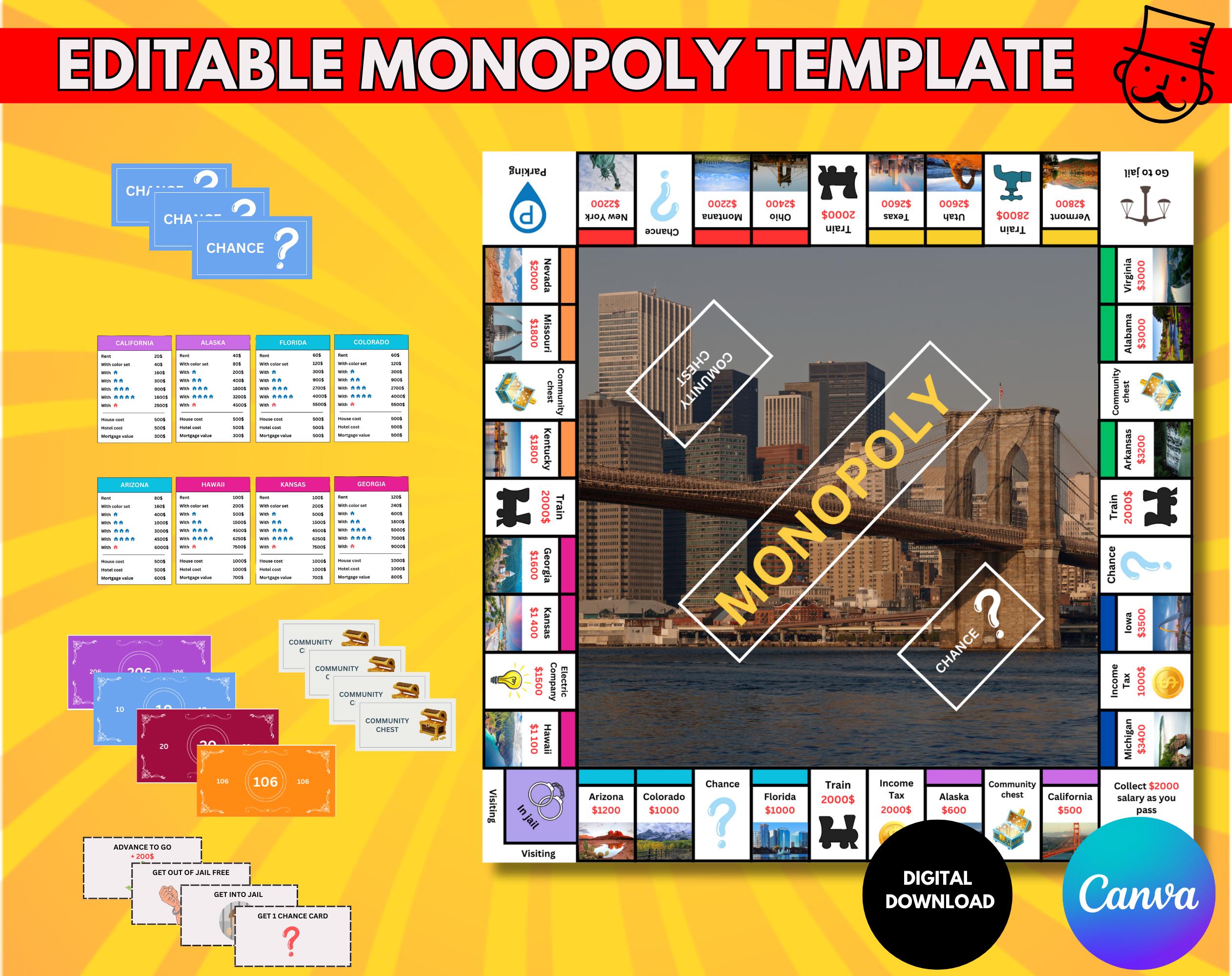 Monopoly Template, Custom Monopoly, Monopoly Pieces, Monopoly Board ...