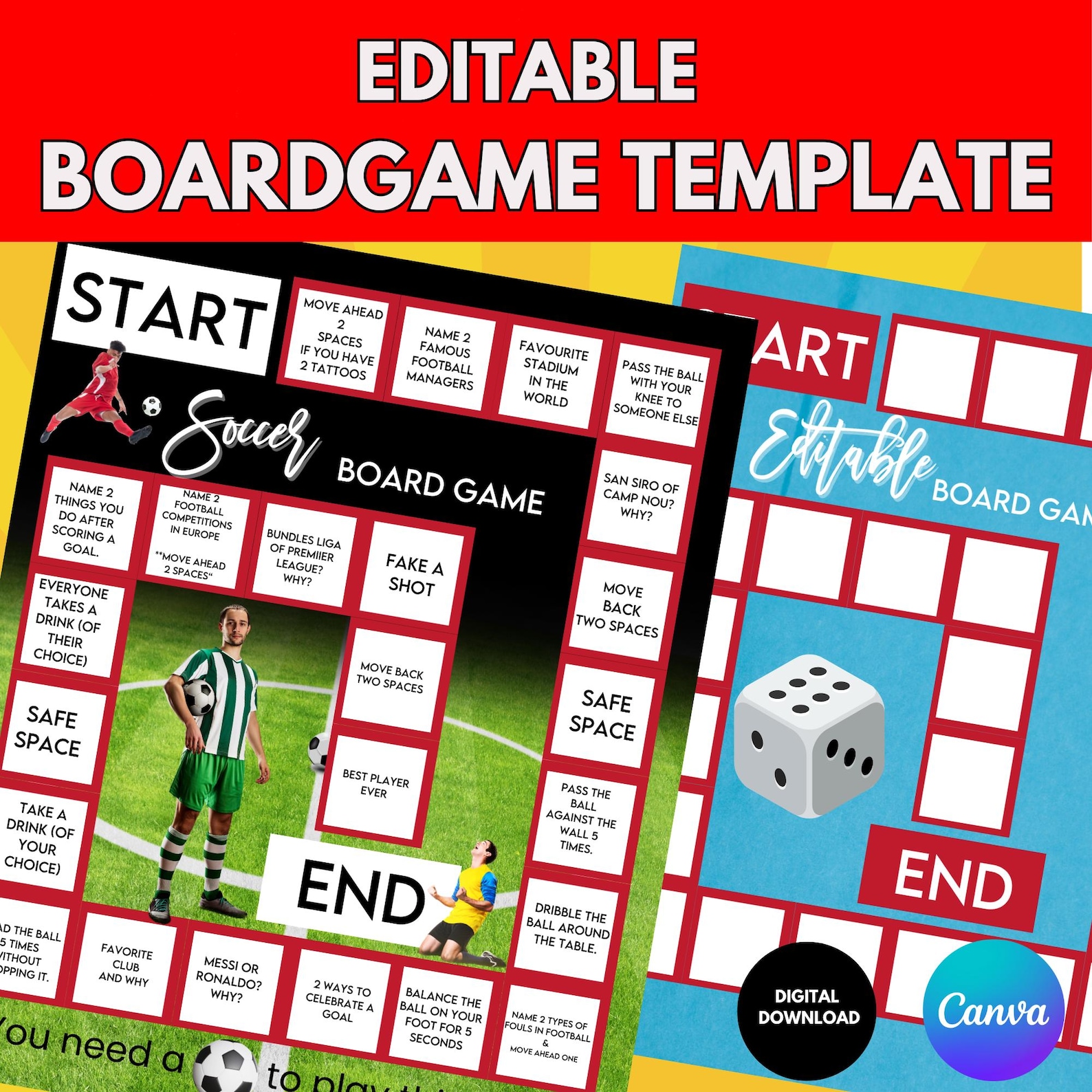 Custom Printable Board Game Template Personalized Game Board DIY Canva ...