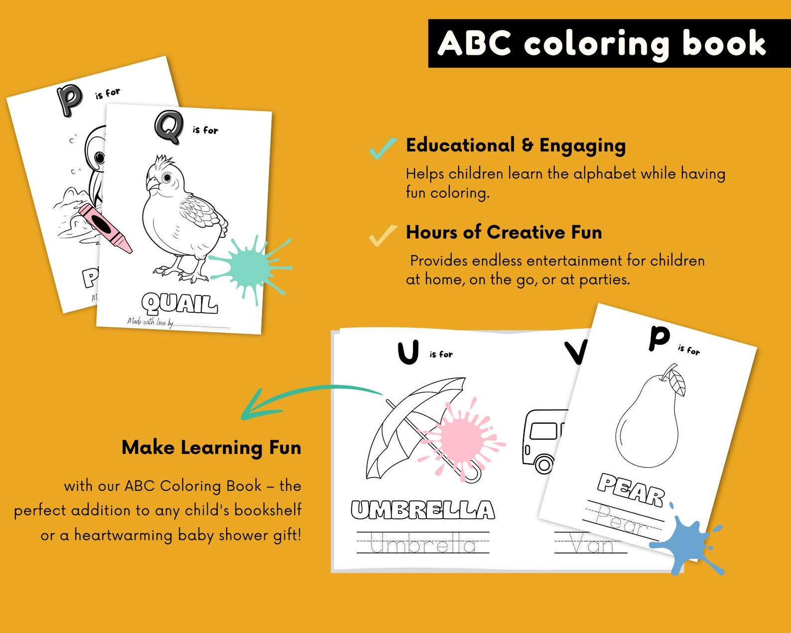 Coloring Alphabet Letters Printable Kids Education Preschool Worksheet ...